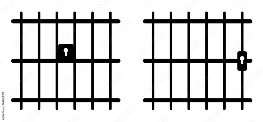 Detailed cell door. Prisoner, law enforcement and criminal justice sign ...