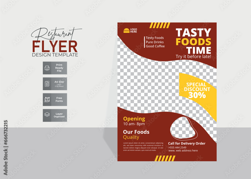 Restaurant food flyer template design or food menu design Stock Vector ...