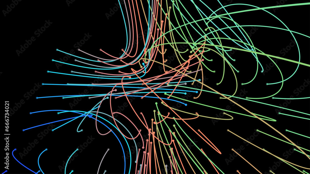 Crossing light beams. Energy flow Laser lines. Neon plexus knots ...