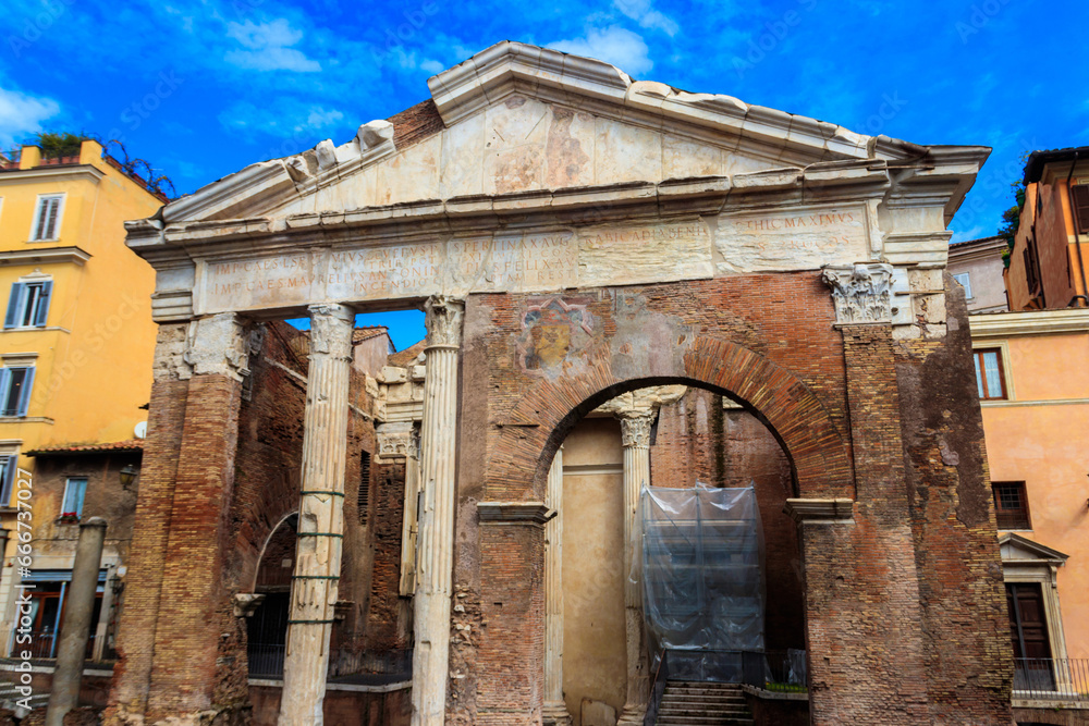 Portico of Octavia is an ancient structure in Rome, Italy Stock Photo ...