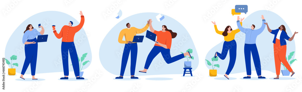 Happy businesspeople collection - Set of vector business people ...