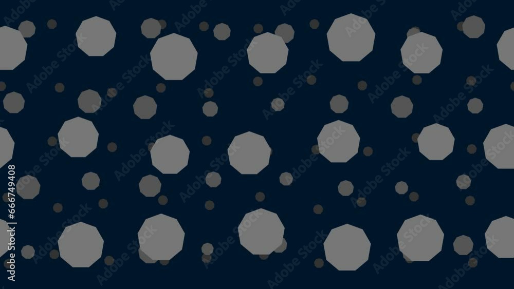 Nonagon symbols float horizontally from left to right. Parallax fly ...