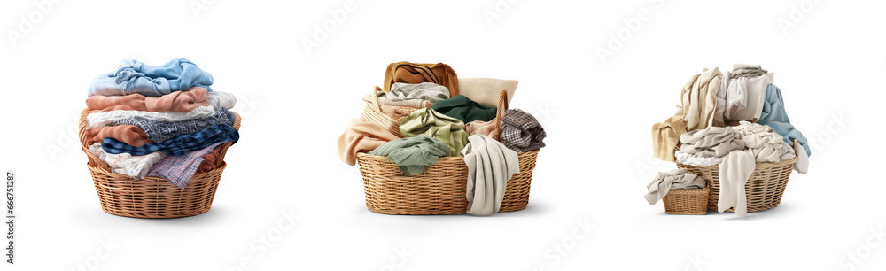 set of isolated on a png transparent cutout wicker basket collection ...