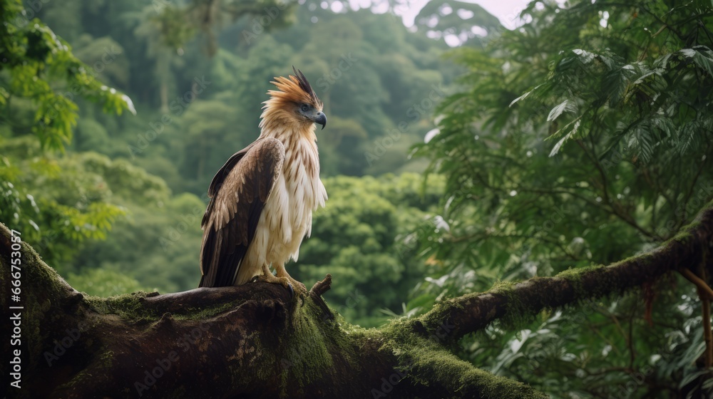 Majestic Philippine Eagle in a Remote Rainforest Stock Illustration | Adobe Stock