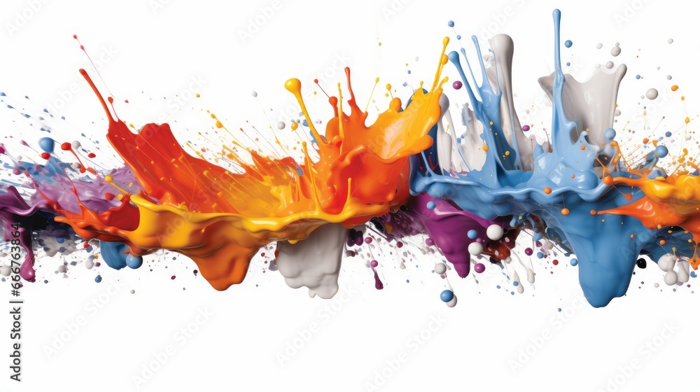 Intricate and detailed paint splashes on a white background. AI ...