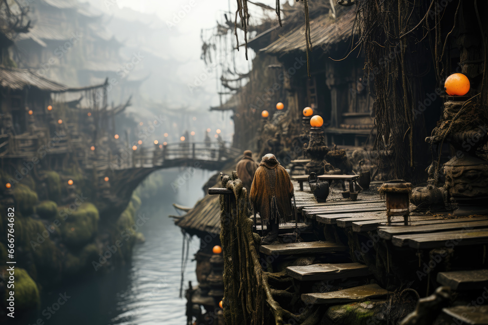 A remote village celebrating a festival in honor of mythical creatures ...