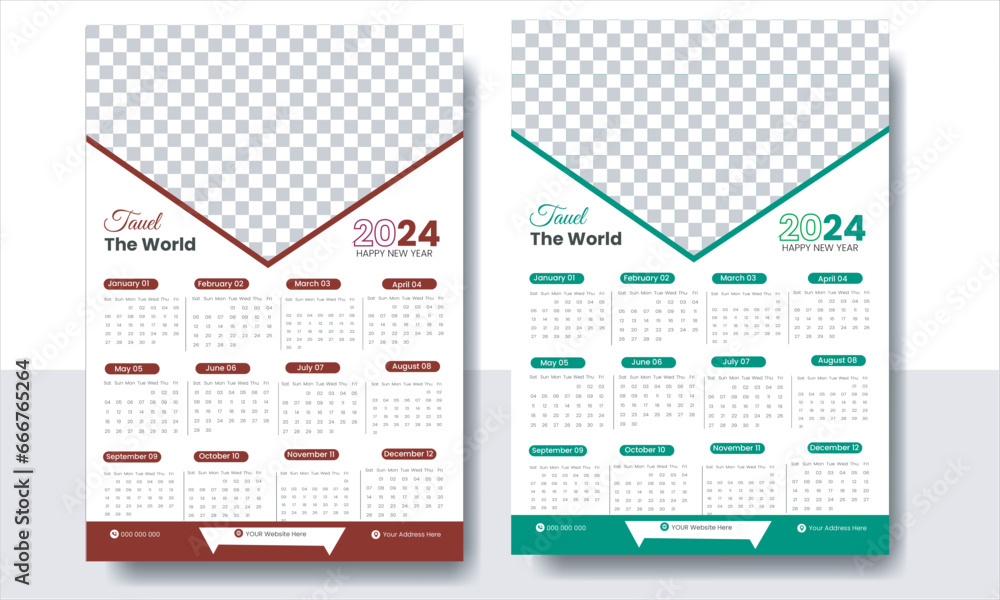 Desk Calendar 2024 template - 12 months included - A4 Size. and wall ...