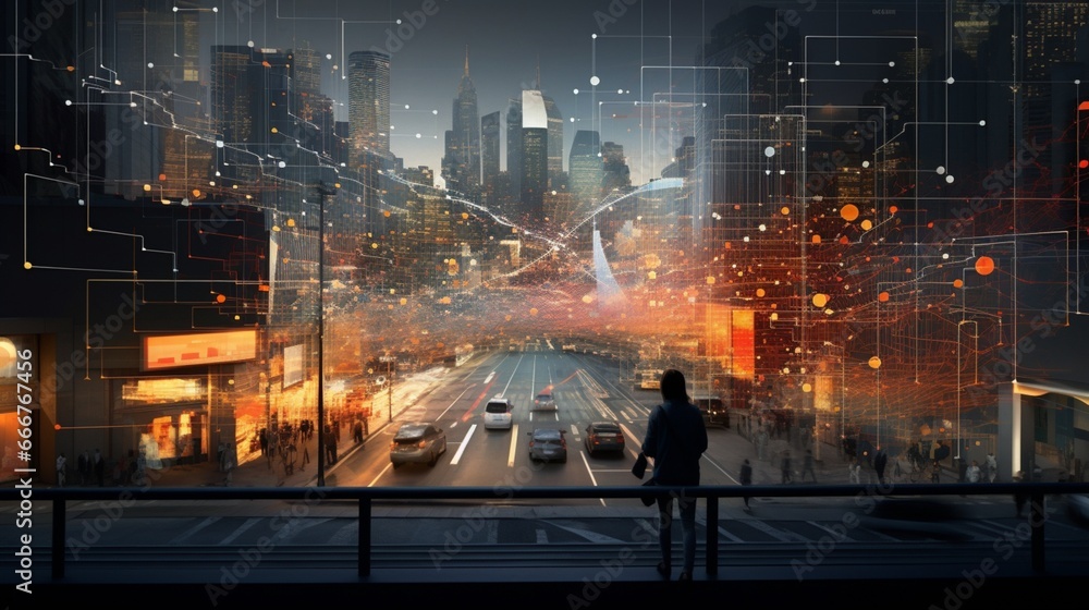 a hyper-realistic scene showcasing the artistry of Big Data, where ...