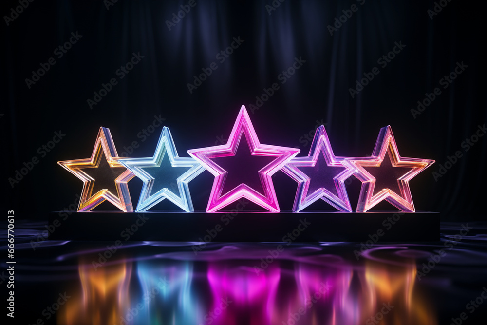 5 Stars, 5 Colorful stars, Multi color five star award in a dark copy ...