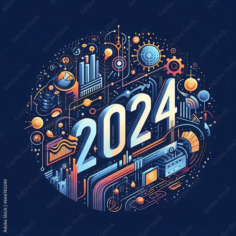 creative and modern 2024 happy new banner design. 2024 Happy New Year ...