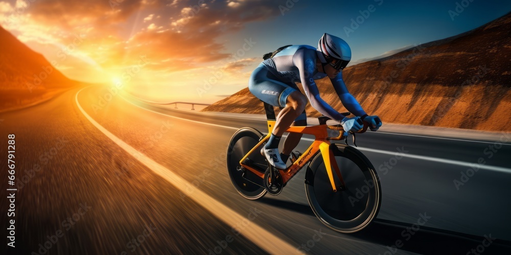 Racing Down the Mountainside: A Professional Racing Cyclist Speeds Down ...