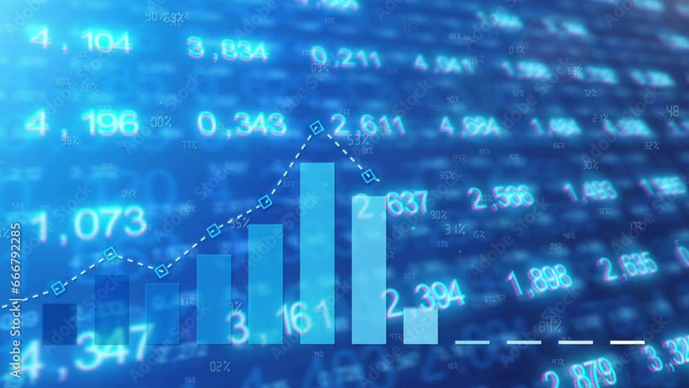 Growing chart of the year against of background with financial figures ...