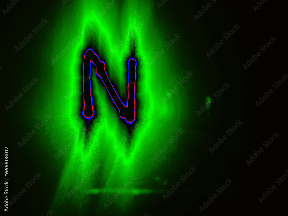 Glowing English letter N. A letter of the English alphabet is ...