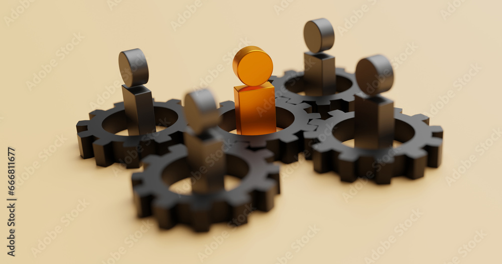 The leader, the head manages the department and subordinates, a concept ...