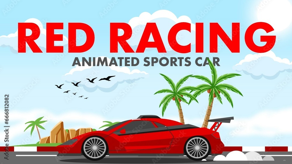 Sportscar Racing On The Road Animated Postcard Stock Template | Adobe Stock