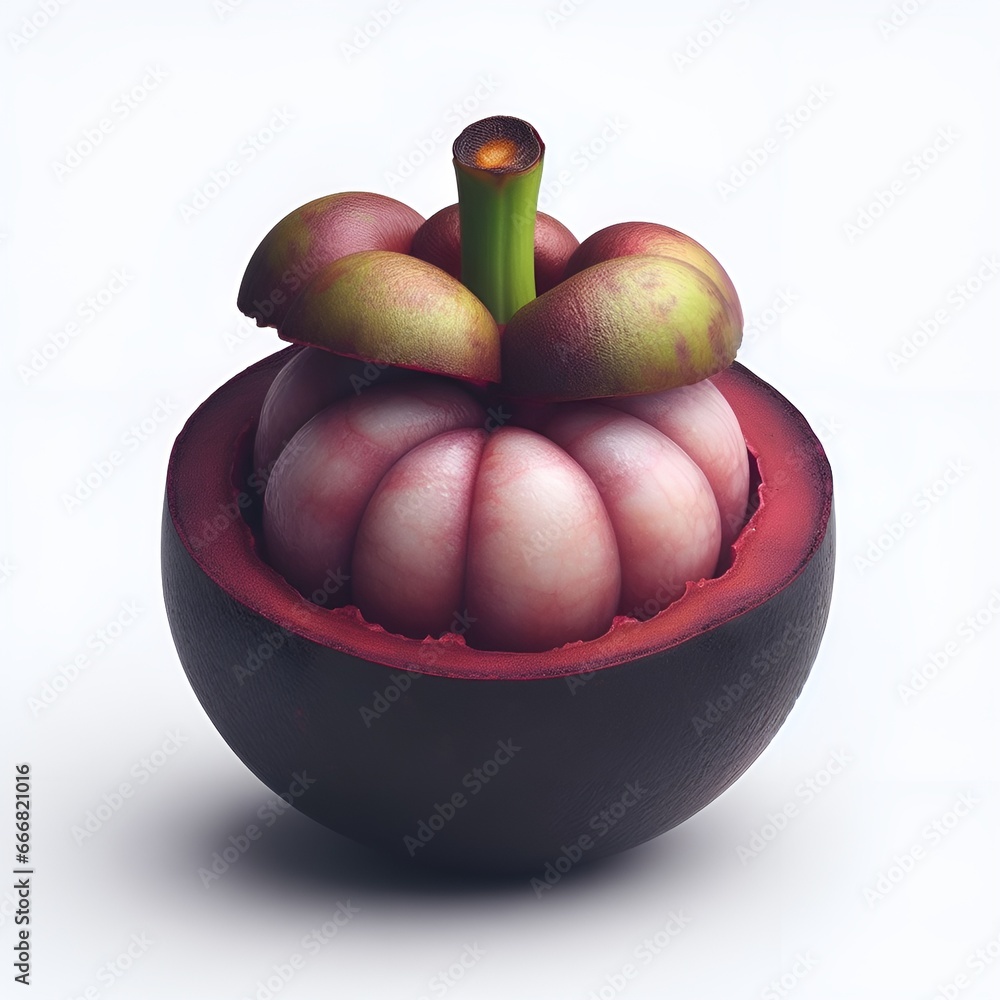 One and half mangosteen looks delicious on a white background with AI ...