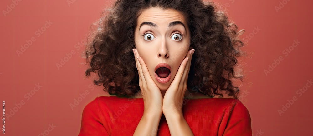 Stunning girl with curly hair and expressive face presenting your ...