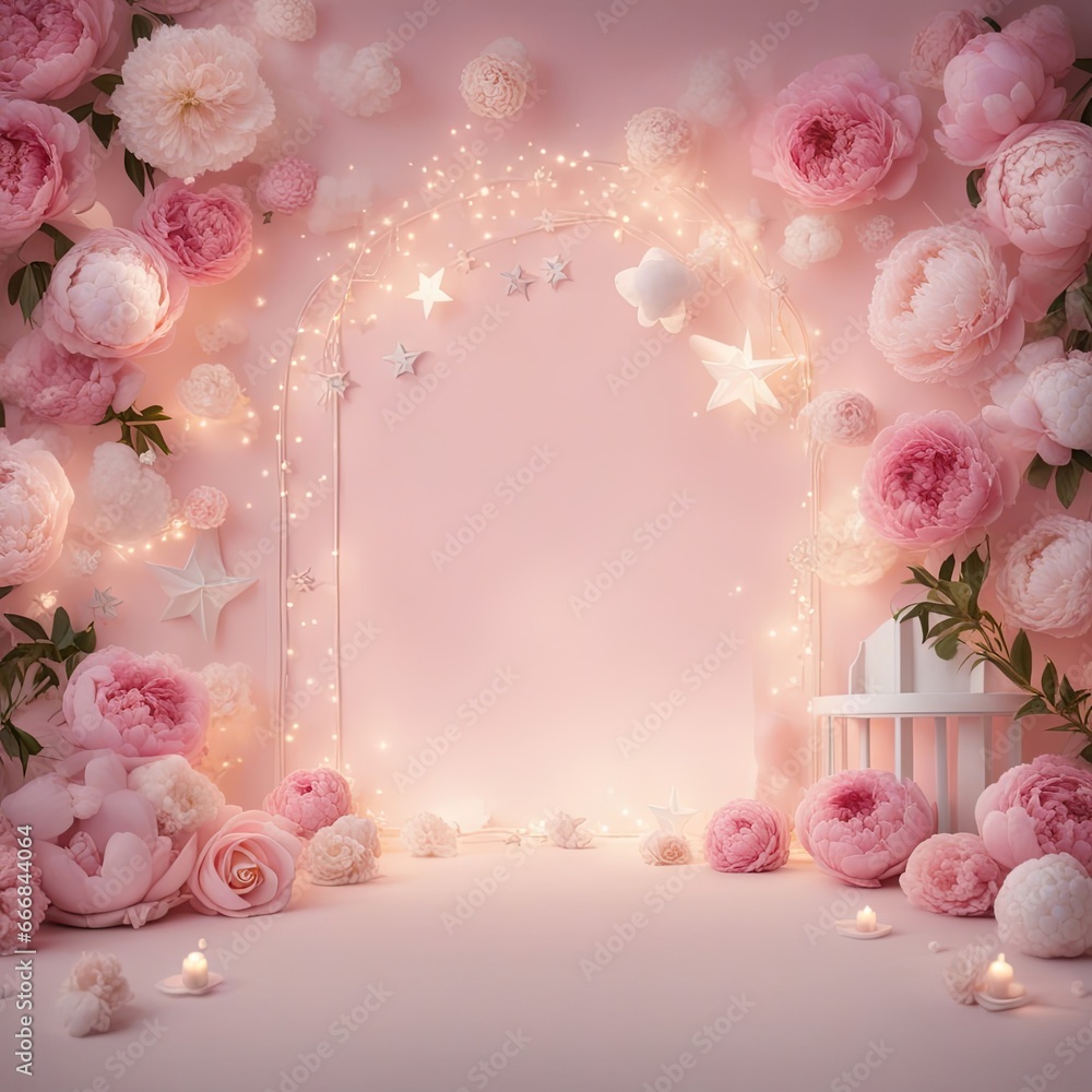 Peony Baby Digital Backdrop Photography Background Cake Smash Pastel ...