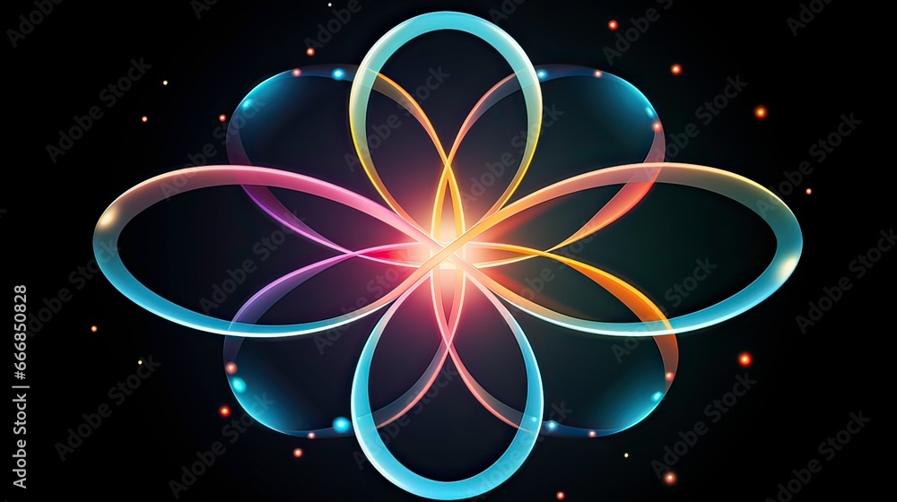 Stunning digital representation of an atom with luminous electron ...