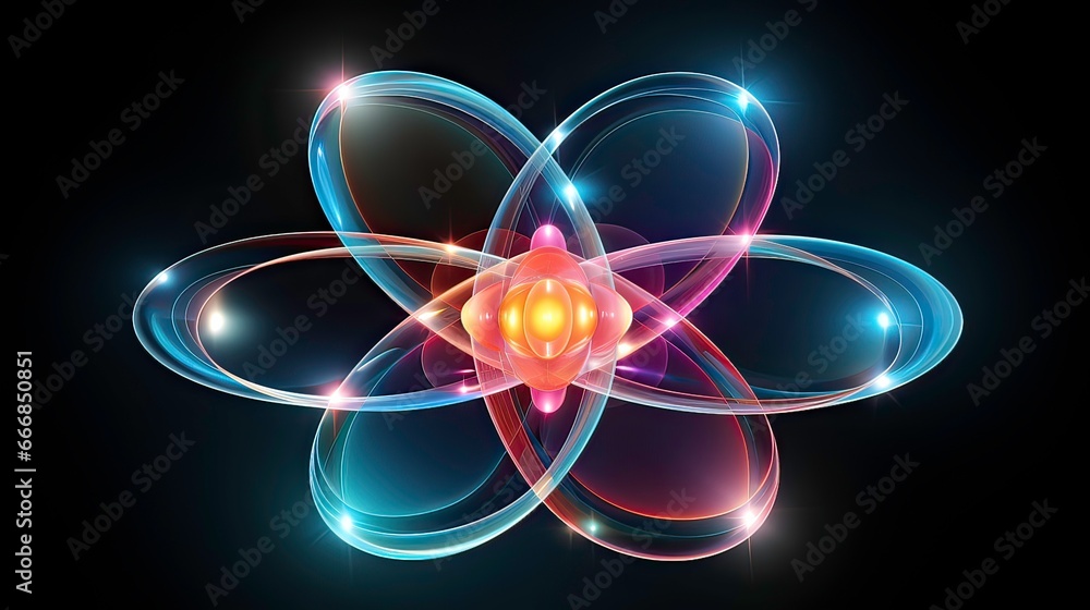 Elegant visualization of an atomic structure with radiant electron ...
