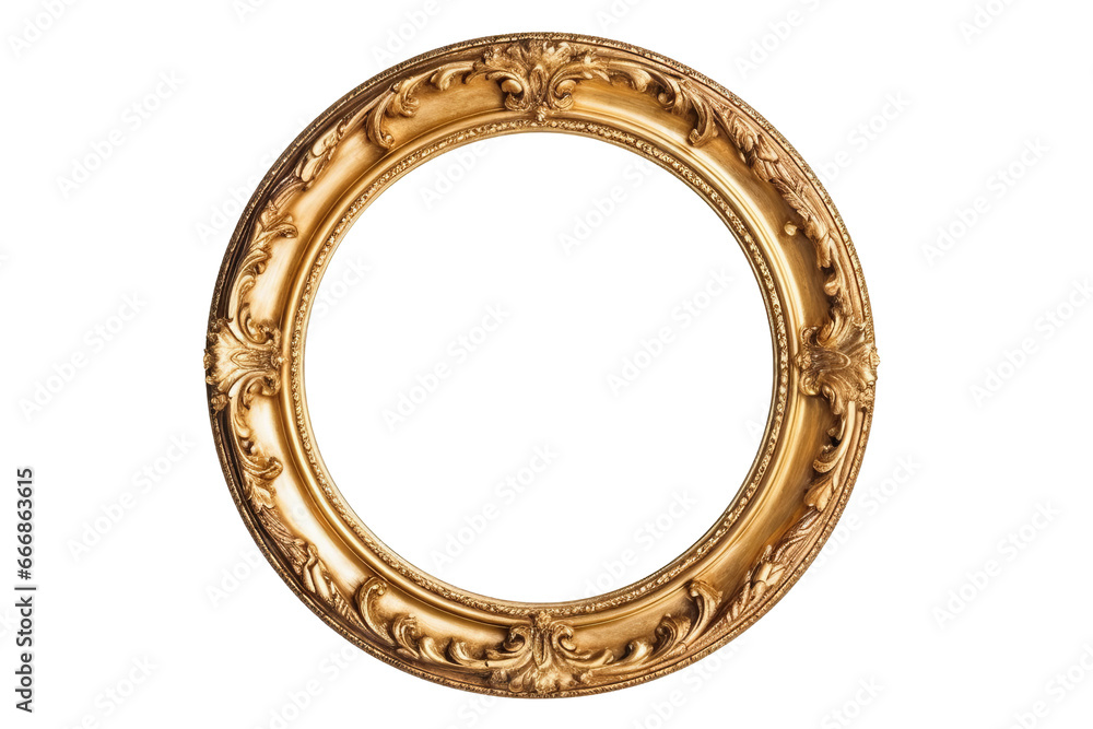 Antique gold oval frame isolated on transparent background for art ...