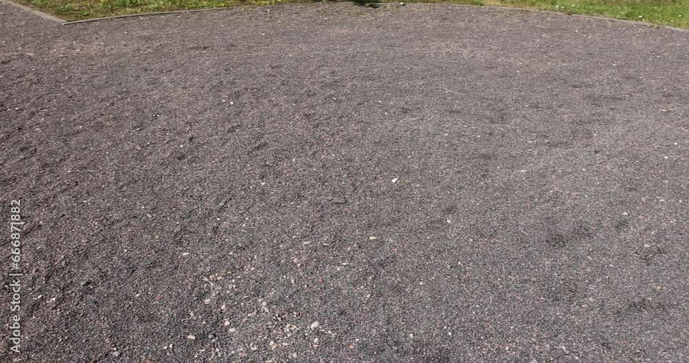 part of a walkway sprinkled with small rubble and stones, an ecological ...