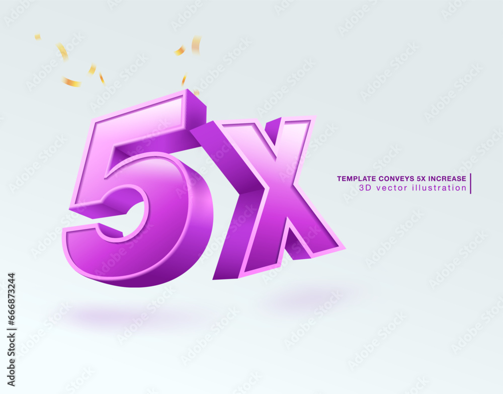5x number symbols. 3D vector illustration template. Isolated on white ...