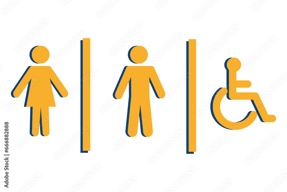 Toilet label. sign. Toilet symbol vector. Disabled toilet. Disabled ...