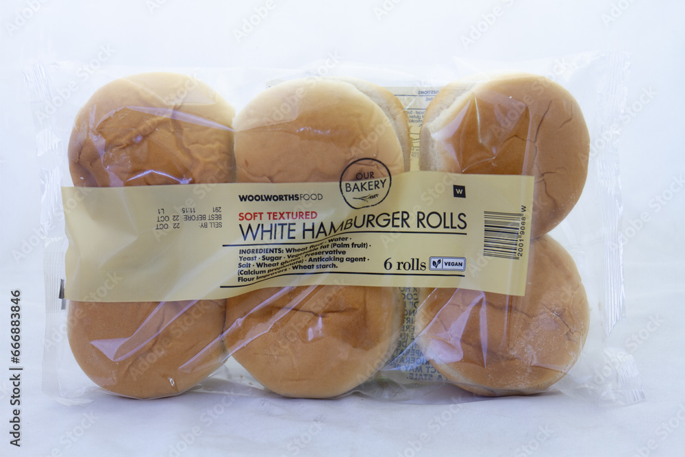 Johannesburg, South Africa - white hamburger rolls from Woolworths Food ...