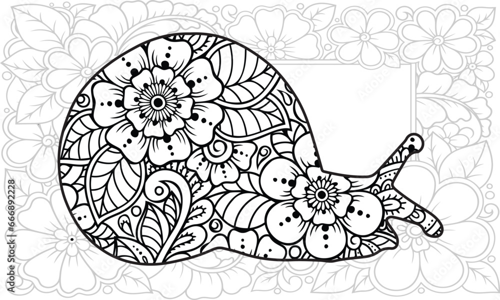 Fototapeta Mollusk snail in zentangle style.Simple line illustration ...