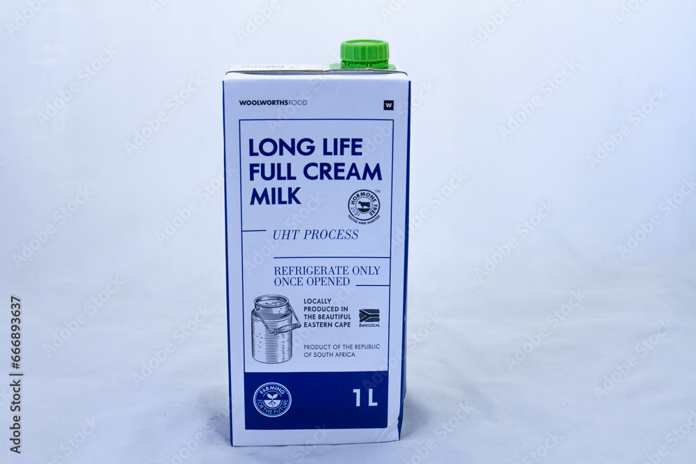 Johannesburg, South Africa - a box of long life full cream milk from ...