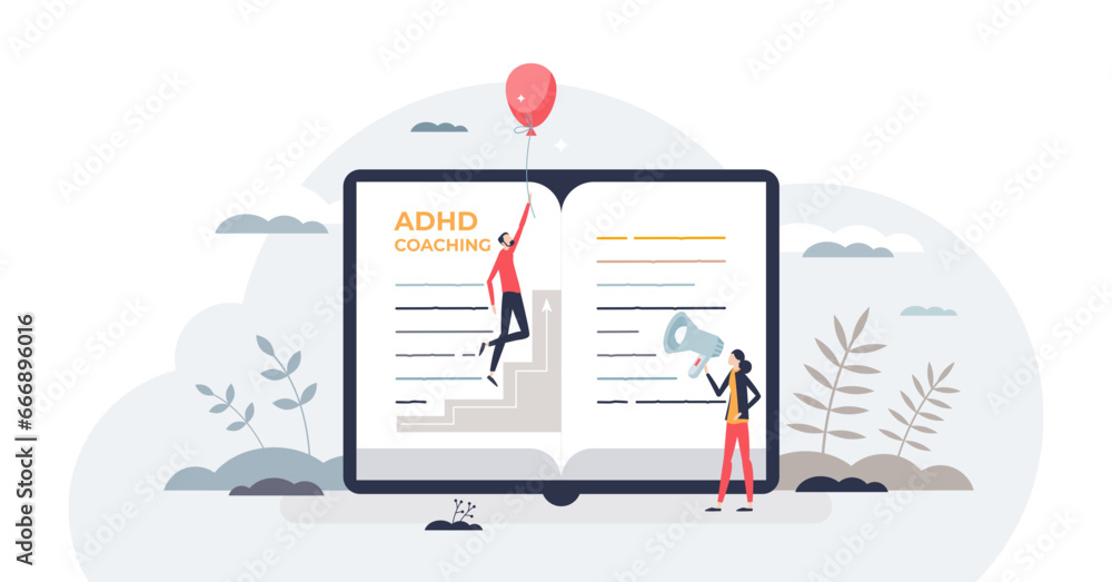 ADHD coaching or learning how to deal with mental problem tiny person ...