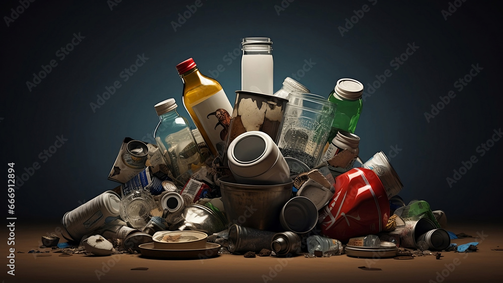 Waste segregation. Sorting garbage by material and type in colored ...