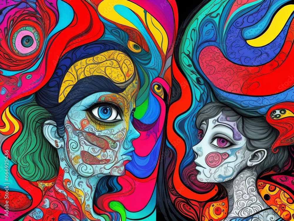 Concept of a vivid color illustration expressing auditory ...