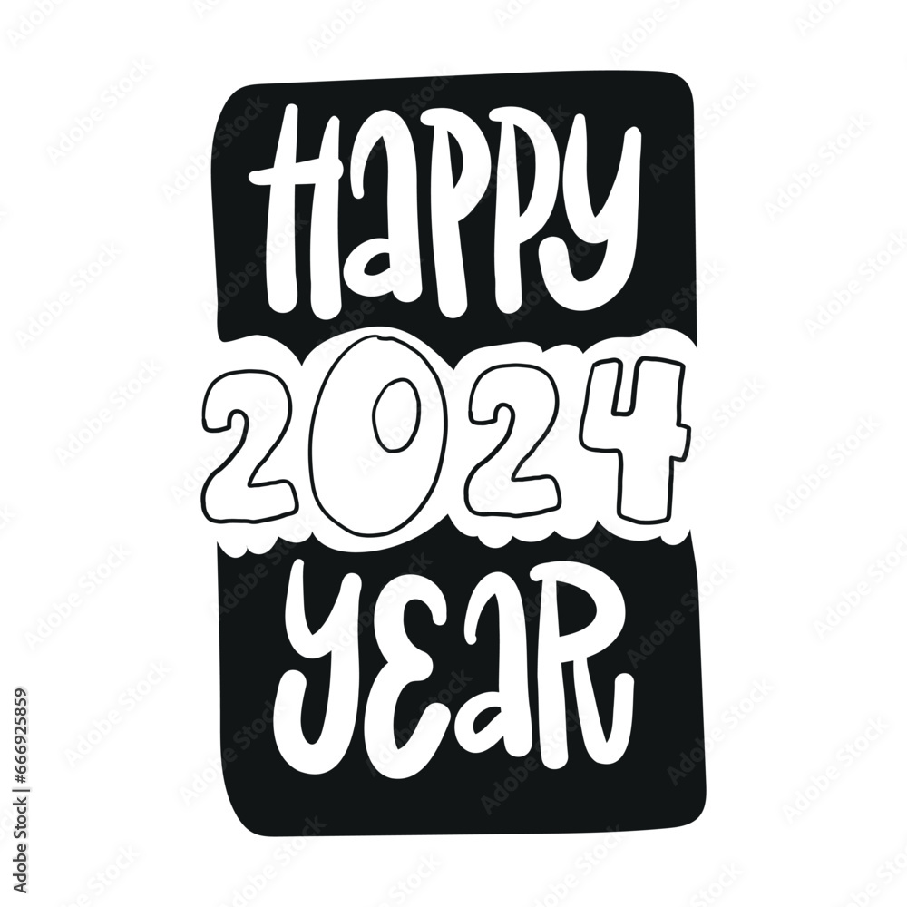 Hand written lettering-HAPPY 2024 YEAR. Calligraphy lettering card ...