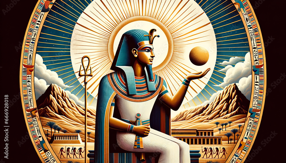 Landscape illustration of Pharaoh Akhenaten, the revolutionary ruler ...