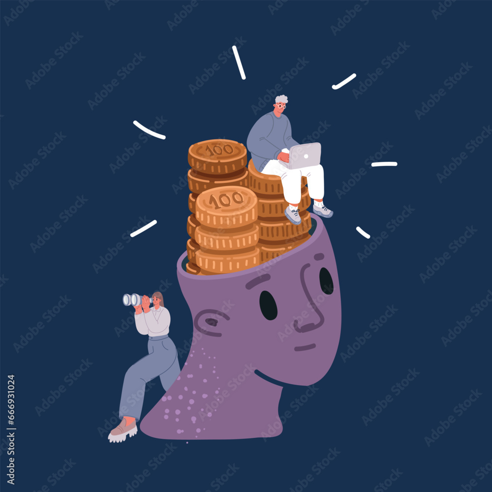 Cartoon vector illustration of people have won or earned a lot of money ...
