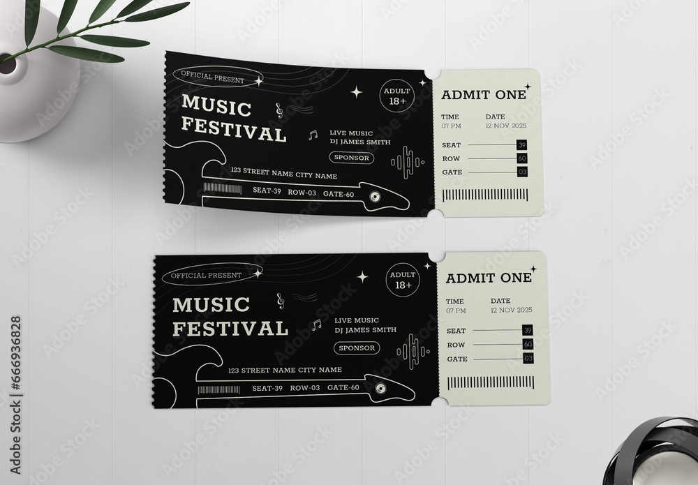 Party Event Ticket Design Template Layout Stock Template | Adobe Stock