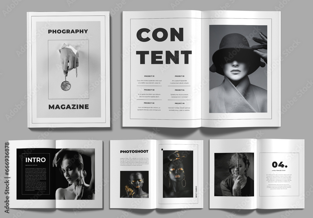 Photography Magazine Template Design Layout Stock Template | Adobe Stock