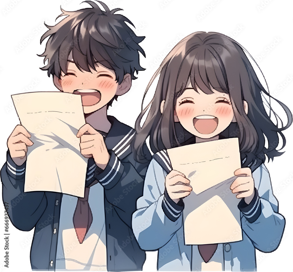 Students in anime style on transparent background Stock Illustration ...
