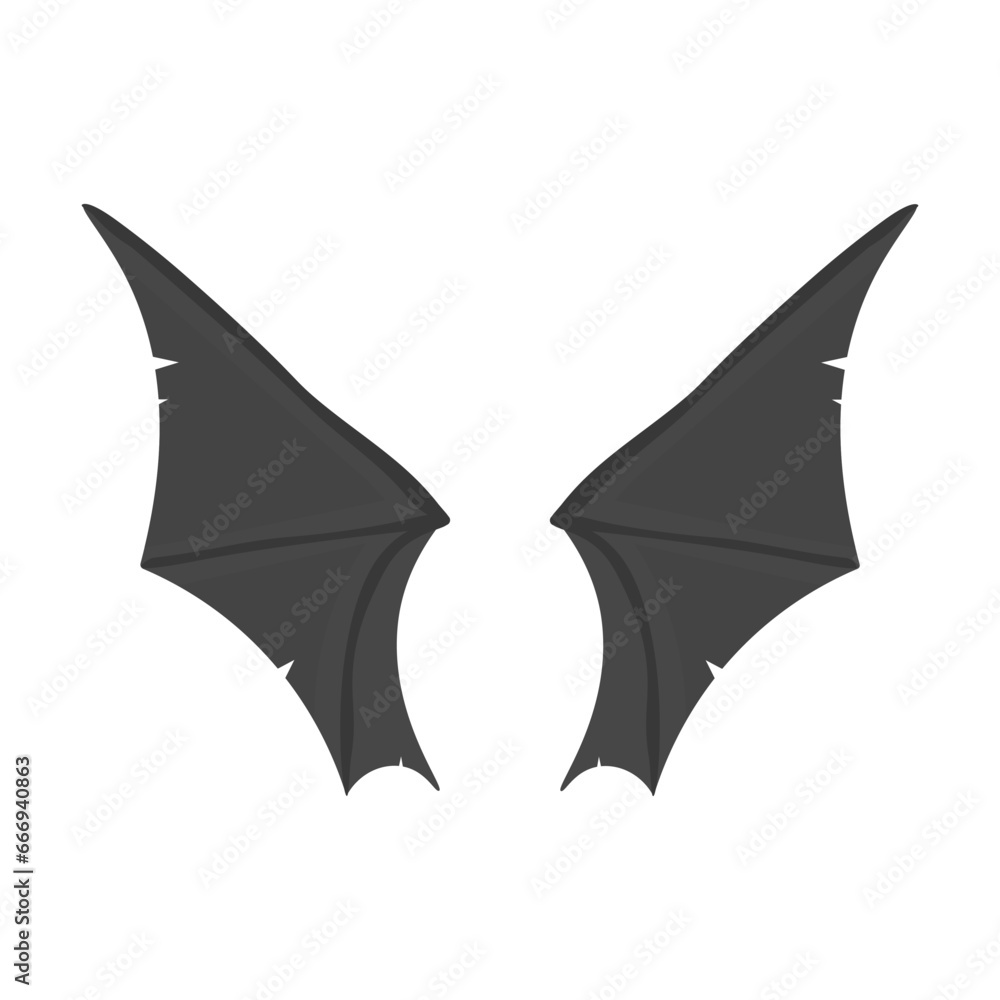 Beautiful bat, vampire wings on a white isolated background, black wing ...