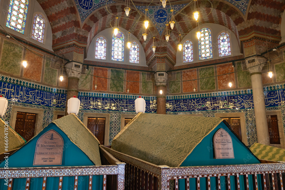Kanuni Sultan Suleyman or Suleyman the Magnificent tomb interior view ...