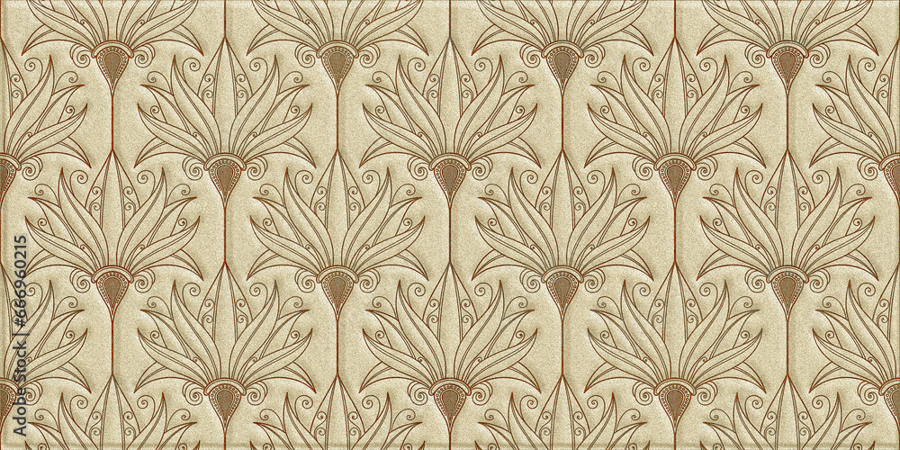 Seamless geometric pattern, Ceramic wall tiles punch design, Golden ...
