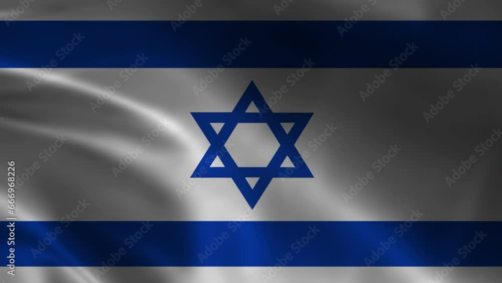 Israel flag waving in wind animation. close up view Israel flag Flying ...