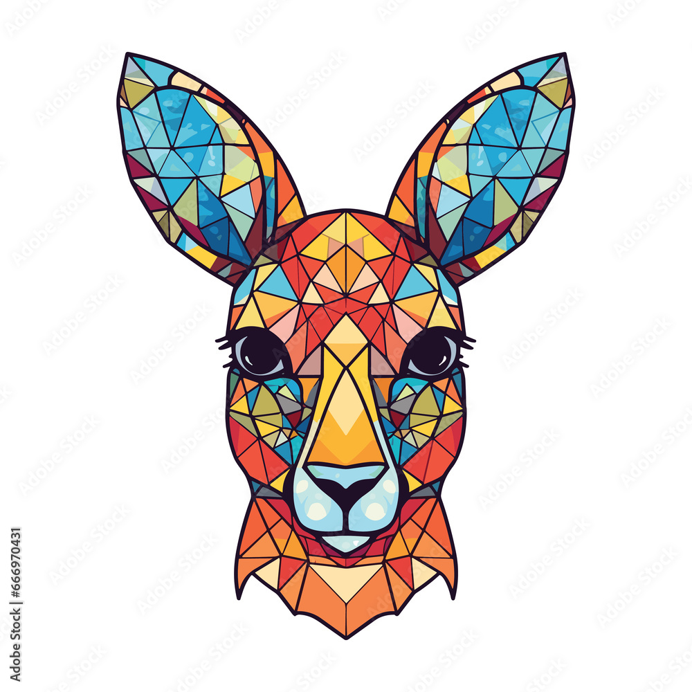 Kangaroo Colorful Watercolor Stained Glass Cartoon Kawaii Clipart ...