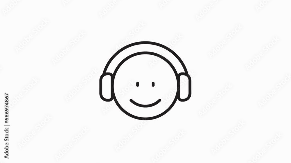 headphone Icon of nice animated for your outline videos with emoticon ...