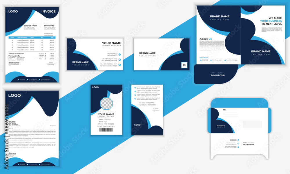 Corporate brand Identity Mock-Up of stationery set with Business Card ...