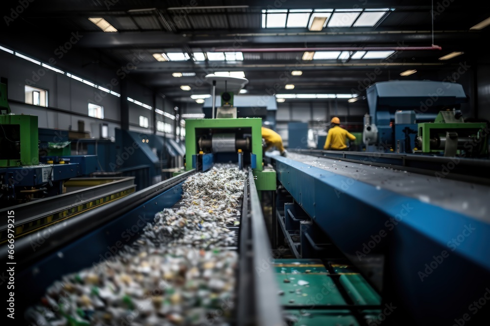 Recycling. Waste Processing. Industry Plant for processing plastic ...