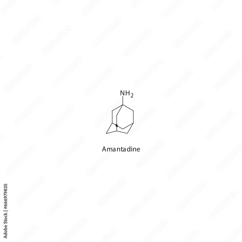 Amantadine flat skeletal molecular structure M2 inhibitor antiviral ...