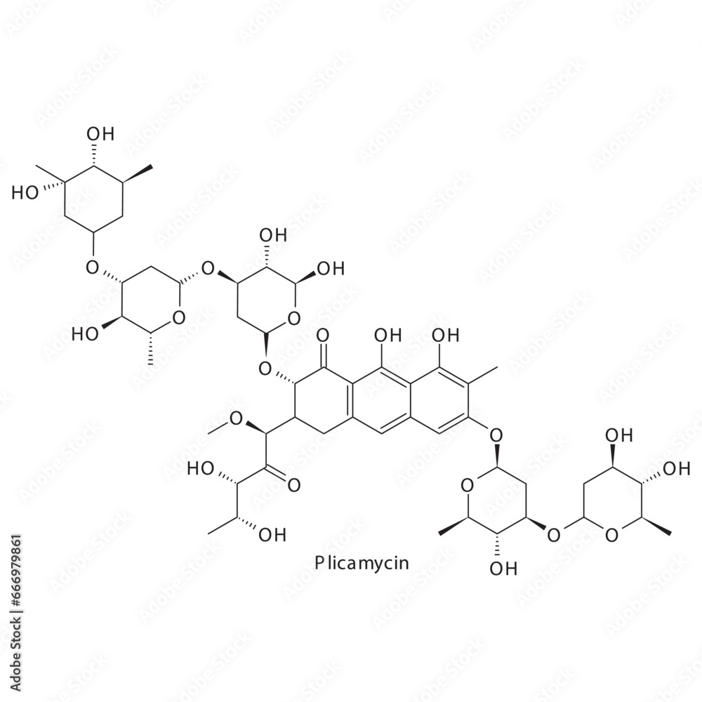 Plicamycin flat skeletal molecular structure DNA Replication Inhibitor ...